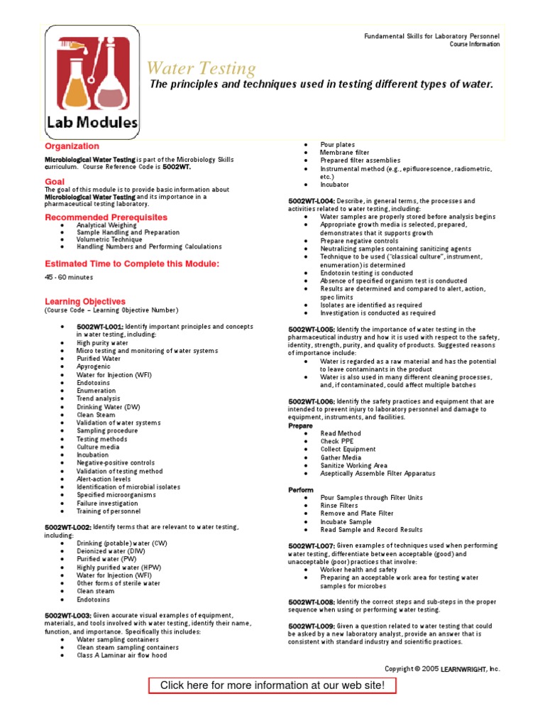 Water Testing: The Principles and Techniques Used in Testing Different ...