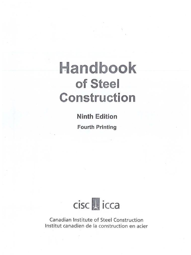 Handbook of Steel Construction 9th Edition, CISC | PDF