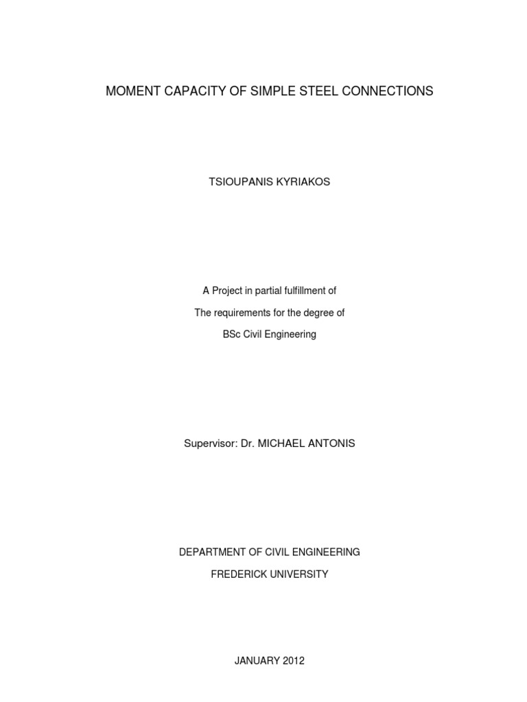 Moment Capacity of Simple Steel Connections: Tsioupanis Kyriakos | PDF ...