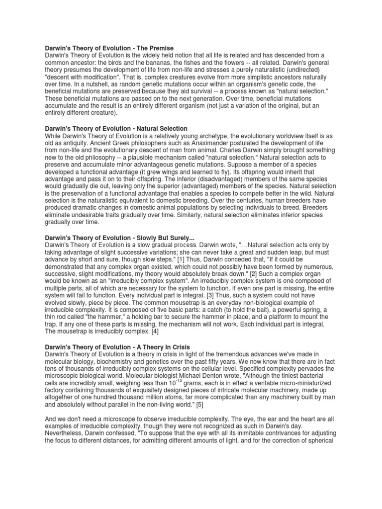 Darwin's Theory of Evolution | PDF | Evolution | Organisms