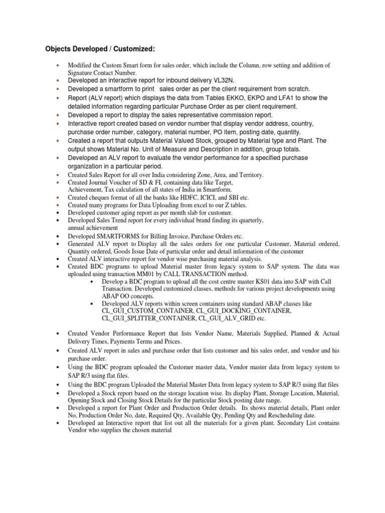 Objects Developed / Customized | PDF | Invoice | Business