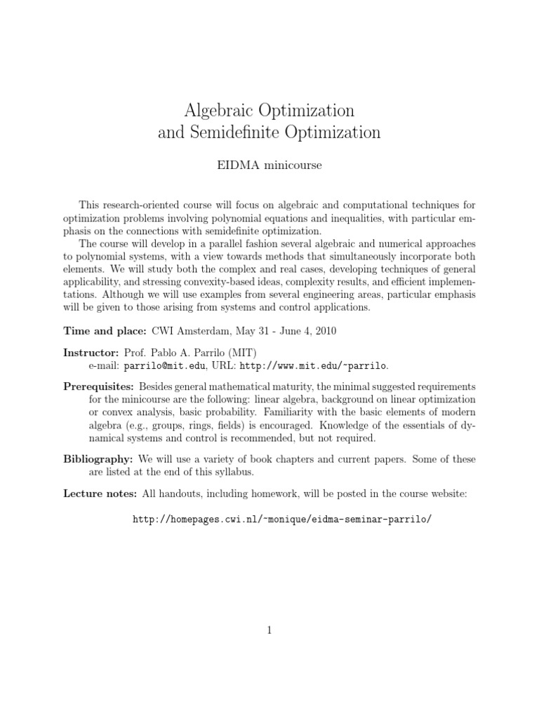 Parrilo LectureNotes EIDMA | PDF | Linear Programming | Mathematical ... Parrilo LectureNotes EIDMA | PDF | Linear Programming | Mathematical ...