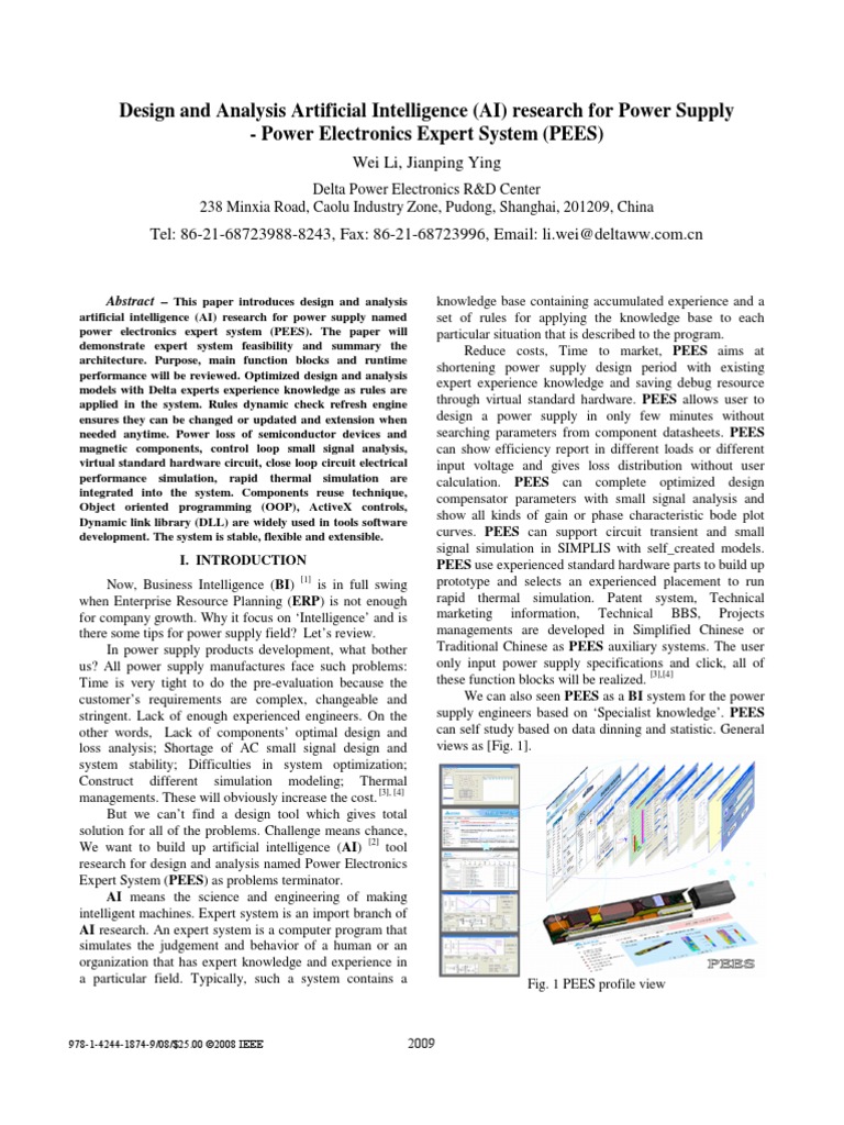 Design and Analysis Artificial Intelligence (AI) Research For Power ...