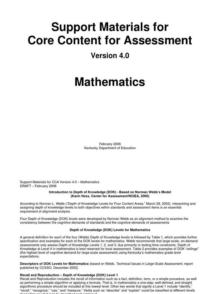 Cca Mathematics Support Dokumen | PDF | Reason | Teaching Mathematics