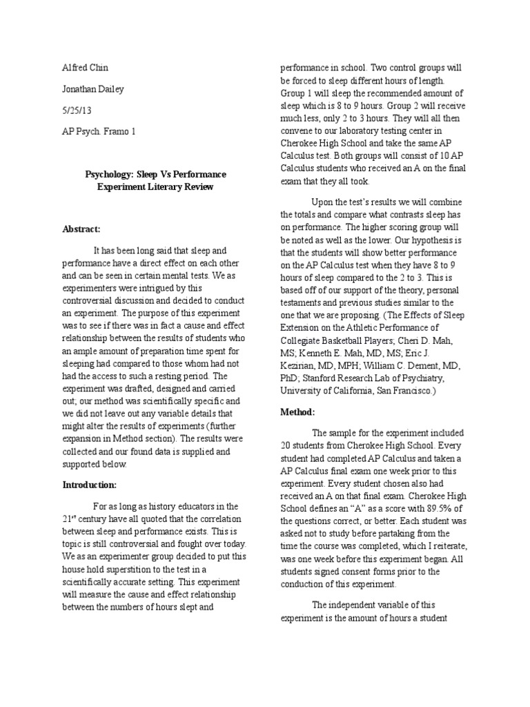 The Effects of Sleep Deprivation on Academic Performance: A Study on ...