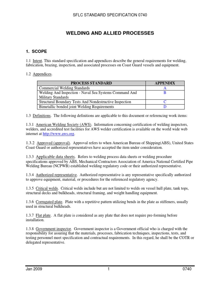Welding and Allied Processes: 1. Scope | PDF | Welding | Construction