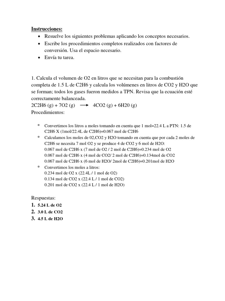 MIV-U2-Actividad 1. Desarrollo de Problemas Estequimétricos y Soluciones | PDF