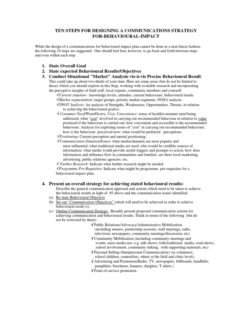10 Steps To Communication Strategy | PDF | Behavior | Market Segmentation