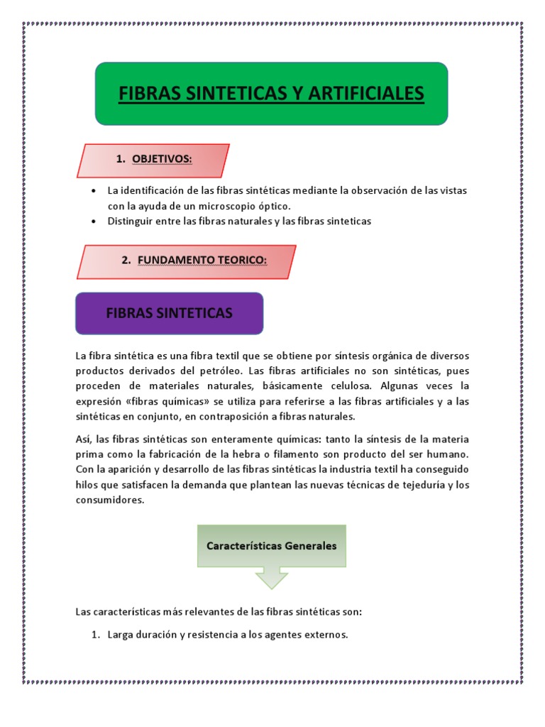 Fibras sintéticas y artificiales: identificación y clasificación | PDF | Fibra sintética ...