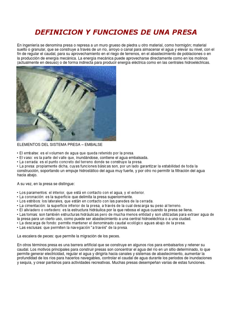 Definicion y Funciones de Una Presa | Represa | Reservorio