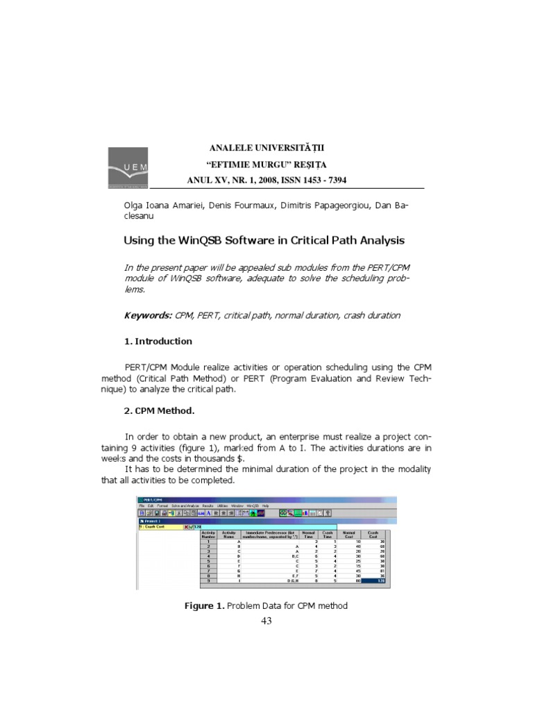 Using The WinQSB Software in Critical Path Analysis | PDF | Systems Science | Applied Mathematics