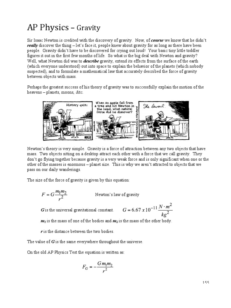 1 Gravity Pdf Gravity Newton S Law Of Universal Gravitation