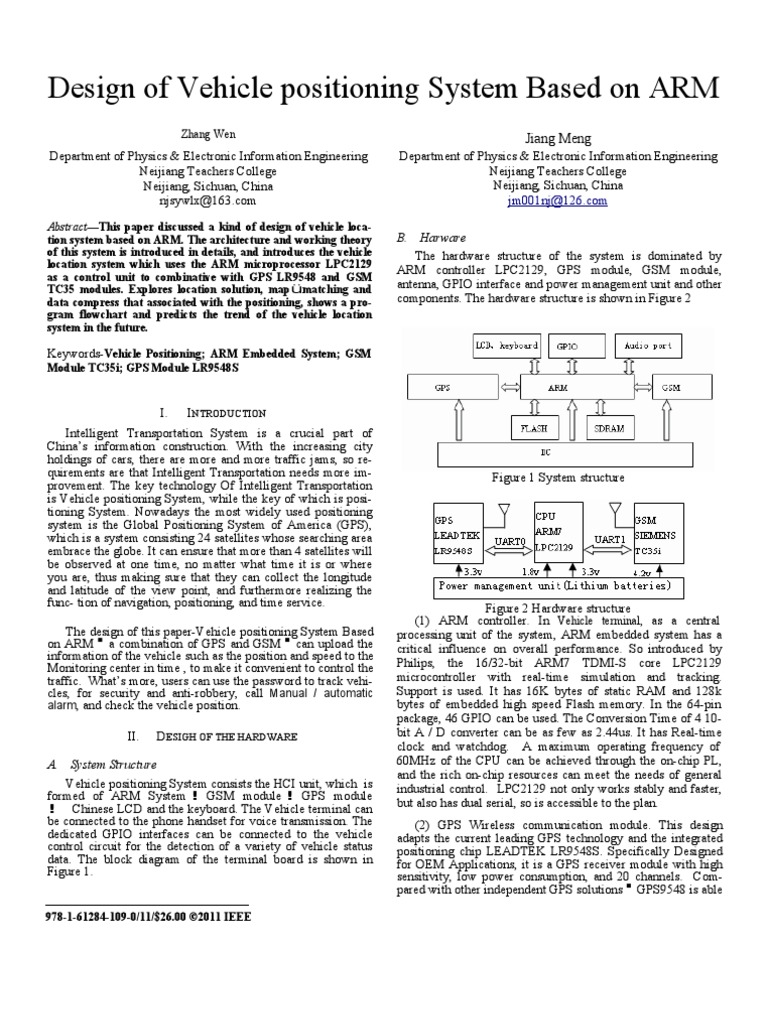 Design of Vehicle Positioning System Based On ARM: B. Harware | PDF ...