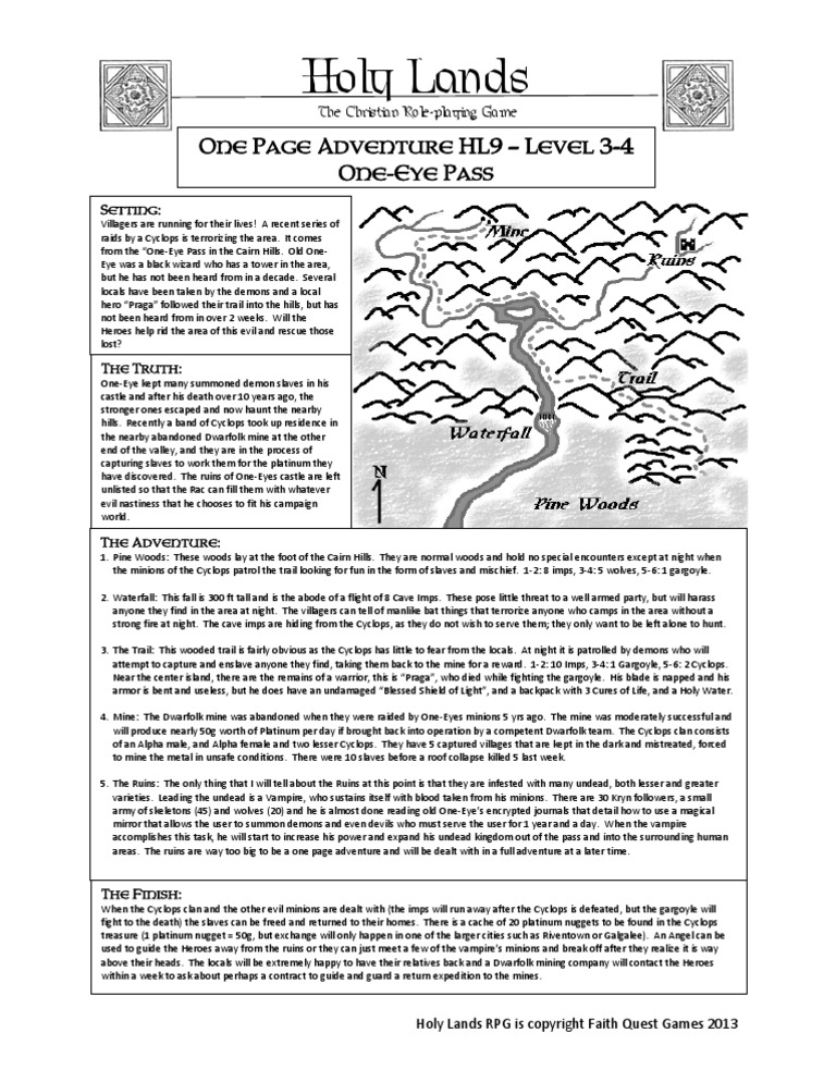 One Eye Pass (One Page Adv) | PDF | Fantasy | Leisure