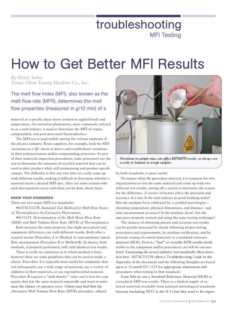 How To Get Better Mfi Results: Troubleshooting | PDF | Metrology ...