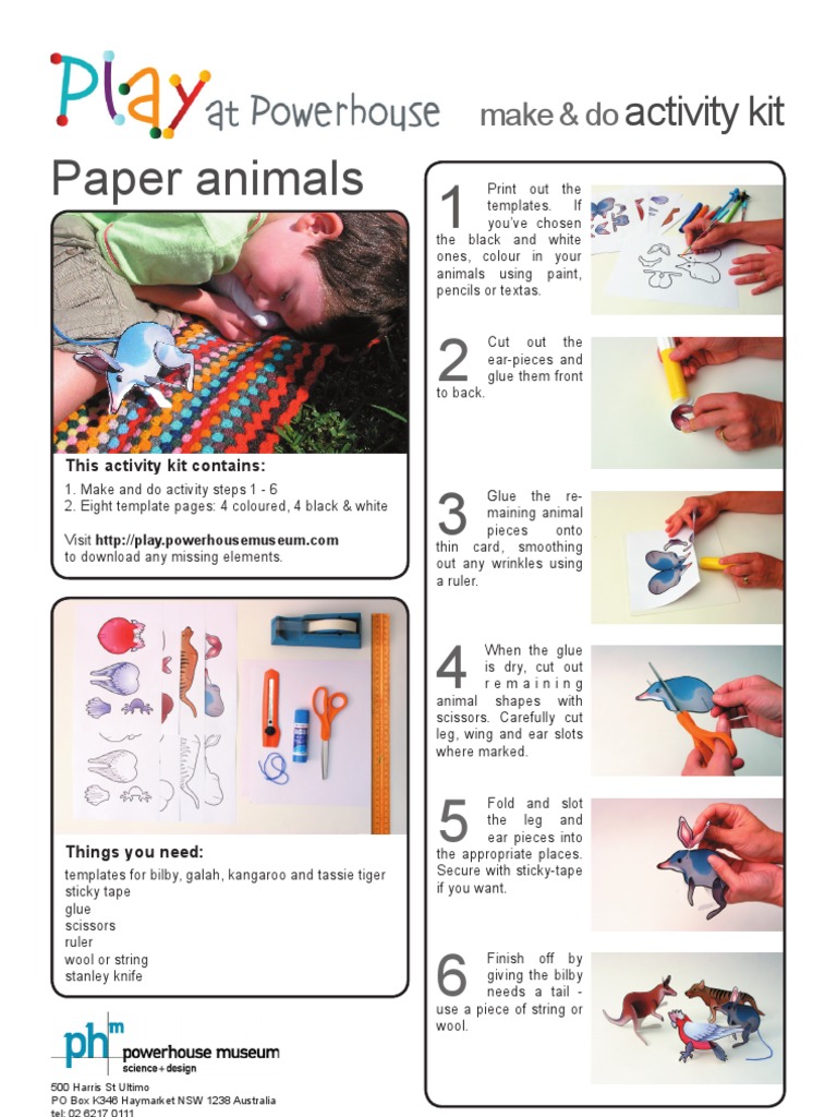 Paper Animals Activity Kit Templates | PDF | Cooking, Food & Wine