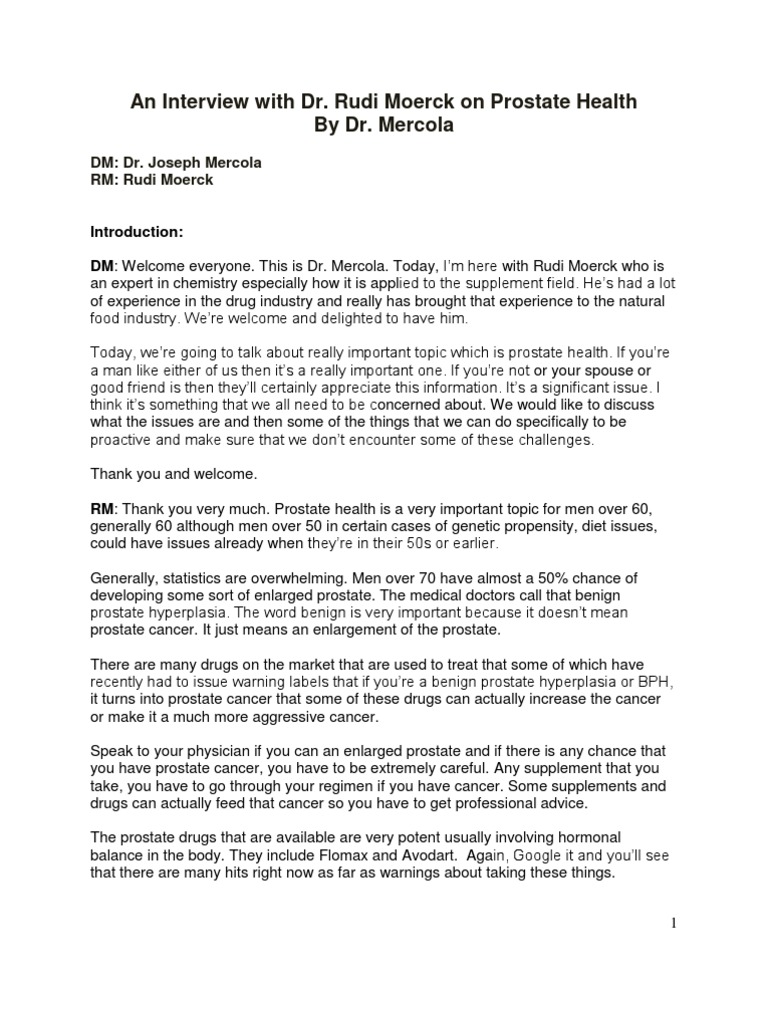 An Interview With Dr. Rudi Moerck On Prostate Health by Dr. Mercola ...