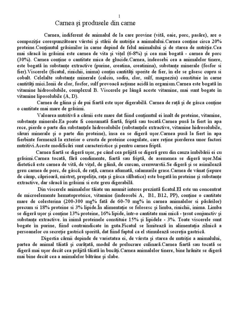 Tehnologia Carnii de V. Nour | PDF