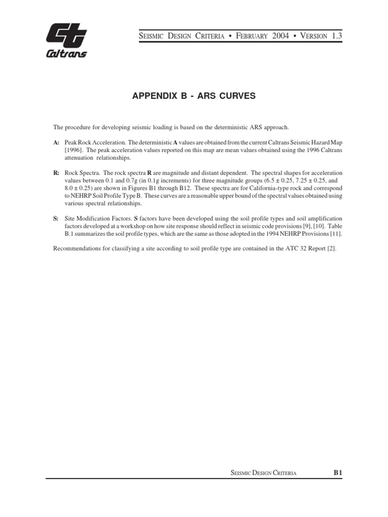 Appendix B - Ars Curves - Caltrans | PDF | Soil Mechanics | Mechanical Engineering