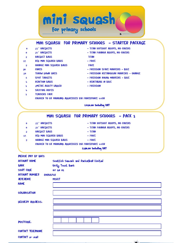 Mini Squash Starter Package for Schools | PDF | Technology & Engineering