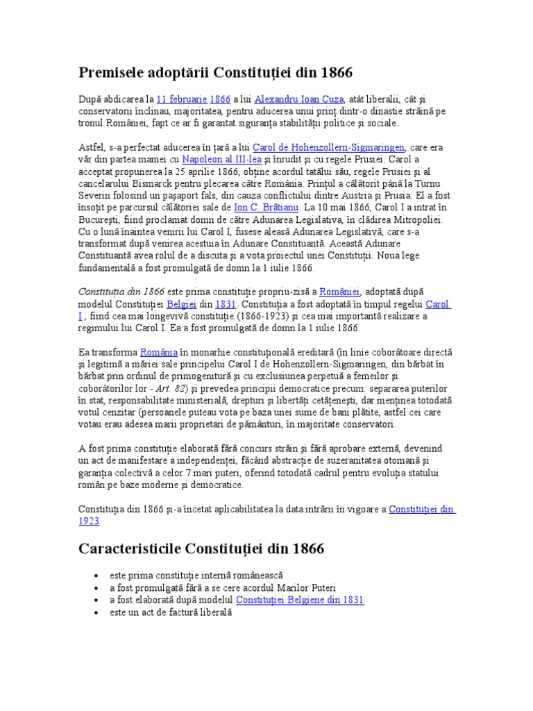 Constitutia Din 1866 | PDF