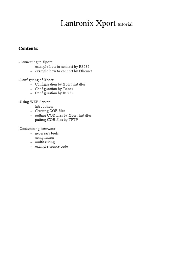 Lantronix Xport Configuration Guide | PDF | Web Server | Internet & Web
