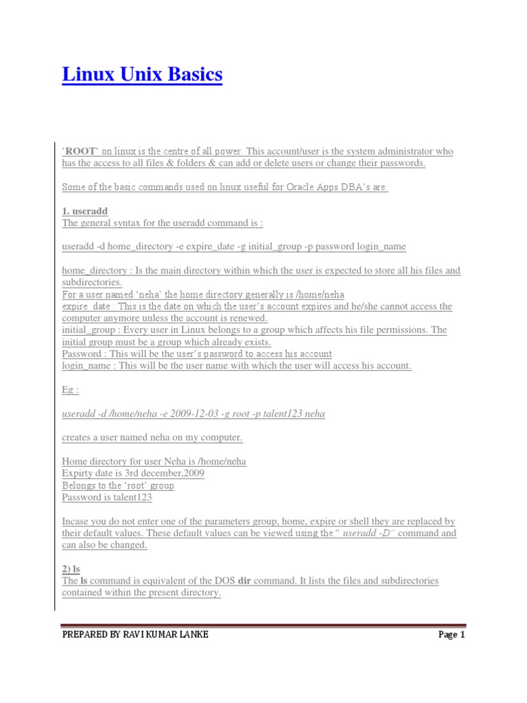 Linux Unix Basics | PDF | Superuser | Directory (Computing)