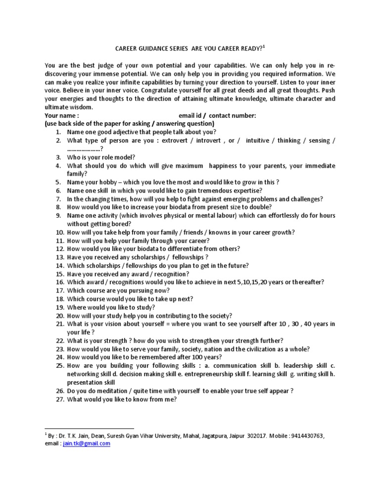 Career Guidance Series Are You Career Ready | PDF | Extraversion And ...