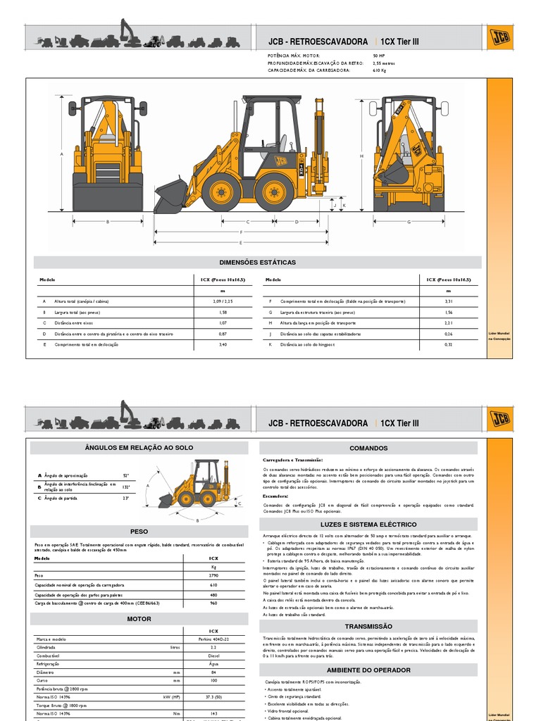 Motivo JCB Retro 1cx Tier3 Ed2009 2010 | PDF | Pneu | Freio