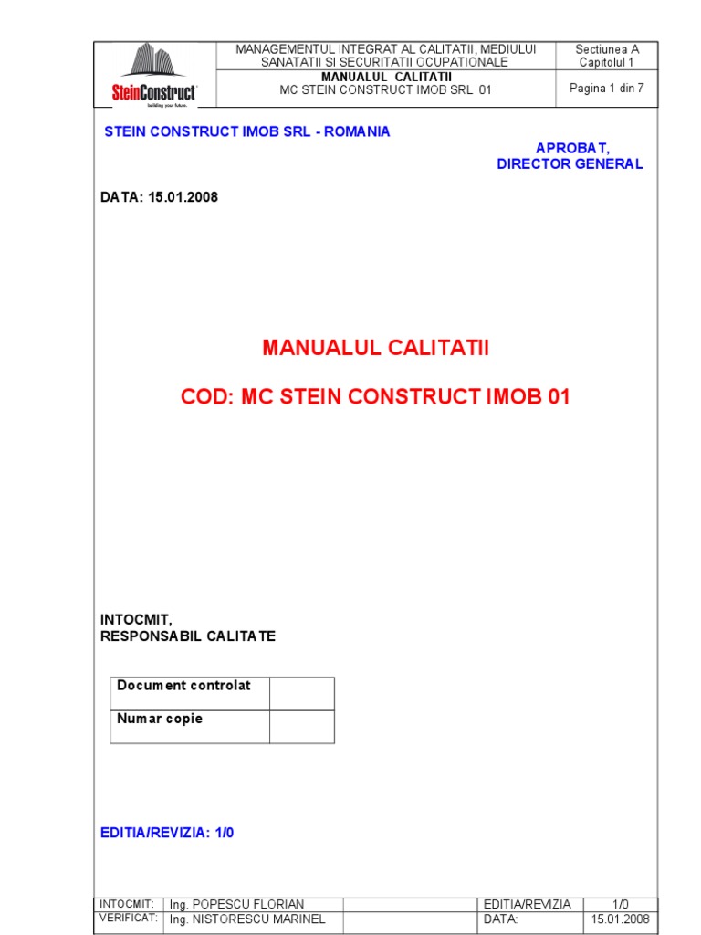Manual Calitate | PDF