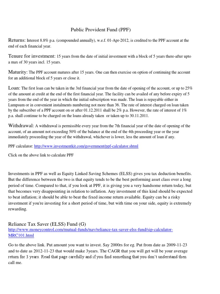 Public Provident Fund (PPF) Returns:: MRC101.html | PDF | Government ...