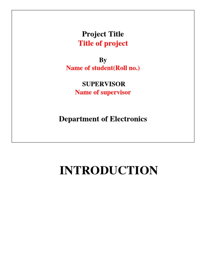 Electronics Project Thesis Overview | PDF | Technology & Engineering
