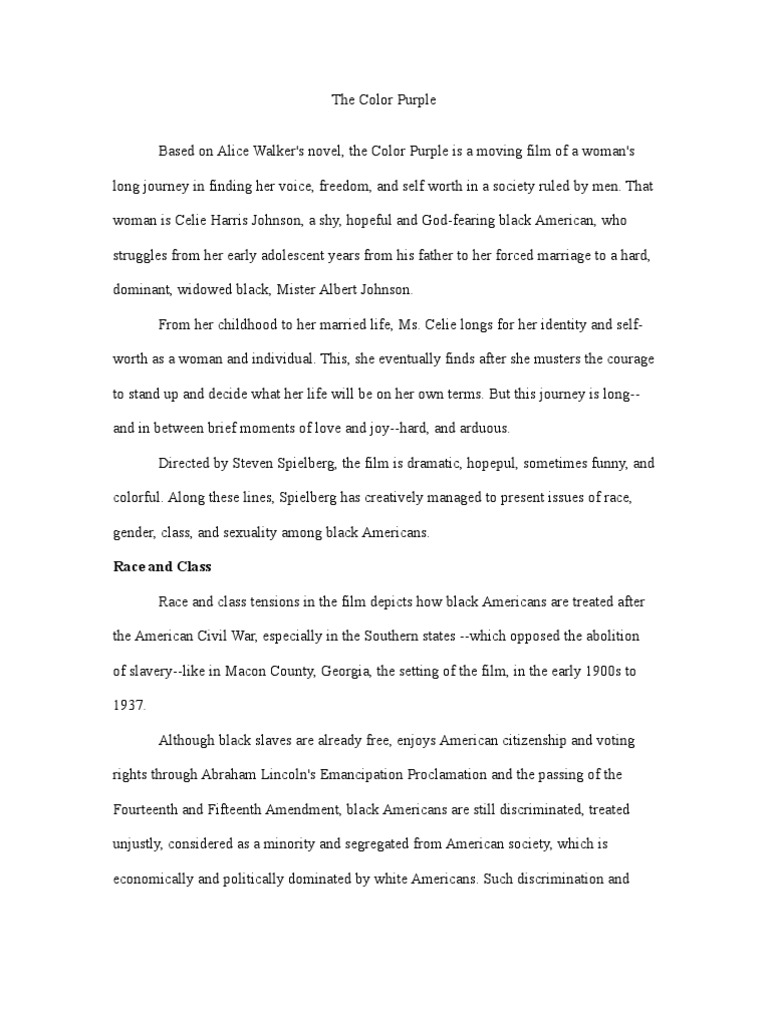 Celie's Journey in The Color Purple | PDF | Racial Segregation ...