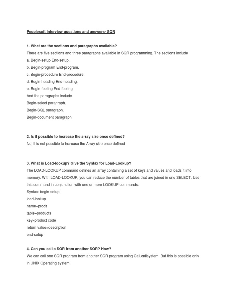 PeopleSoft Technical - Interview Questions | PDF | Databases | Sql PeopleSoft Technical - Interview Questions | PDF | Databases | Sql