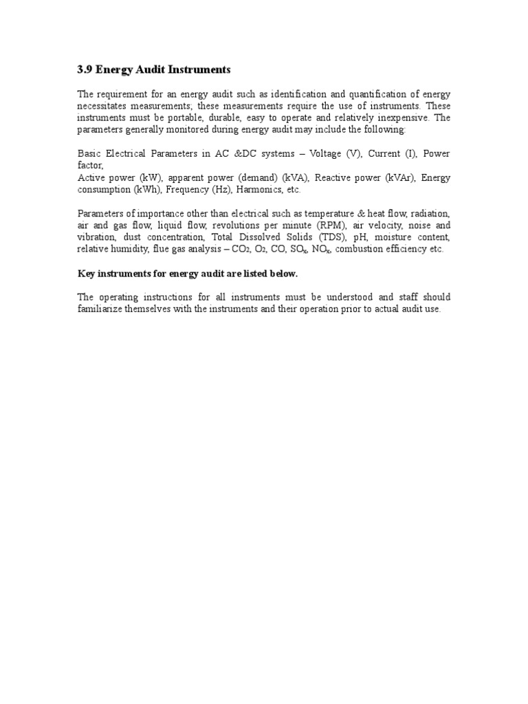 Energy Audit Instruments | PDF | Measuring Instrument | Combustion