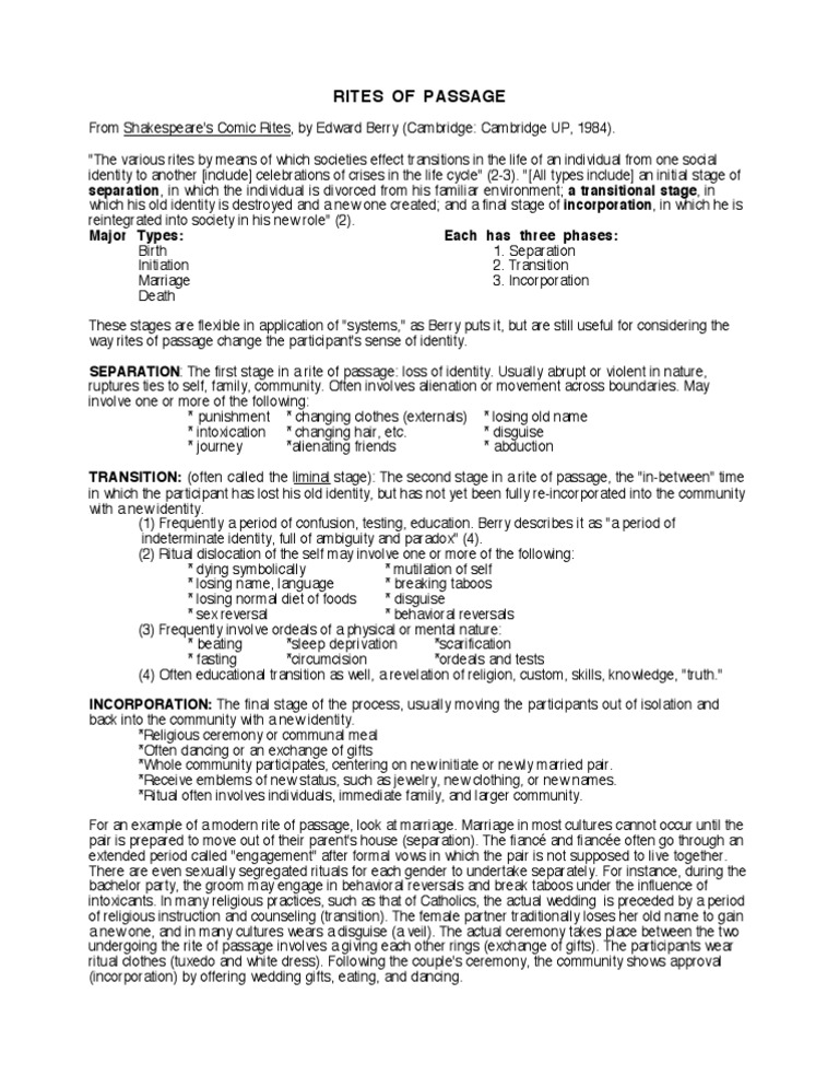 Rites of Passage | PDF | Engagement | Wedding