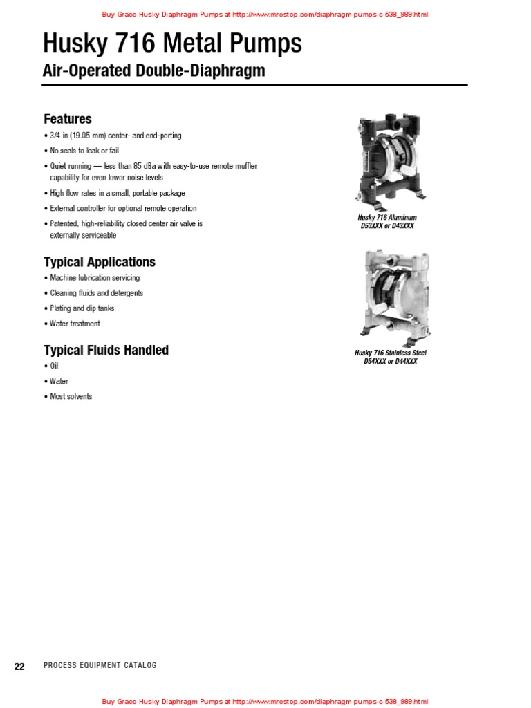 Graco Husky 716 Diaphragm Pump Data Sheet | PDF | Valve | Stainless Steel