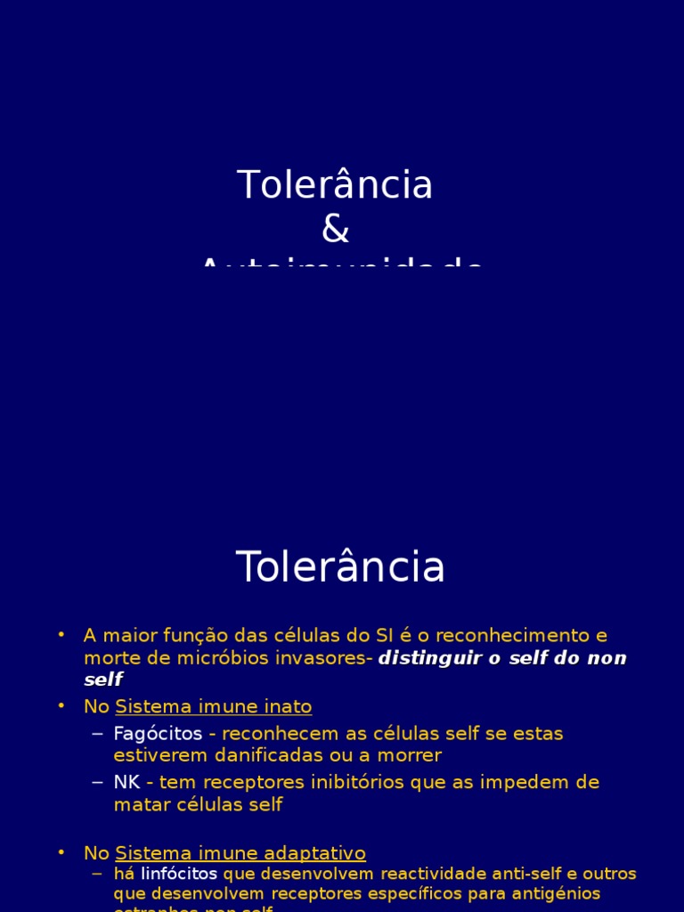Tolerância e Autoimunidade | PDF | Sistema imunológico | Antígeno