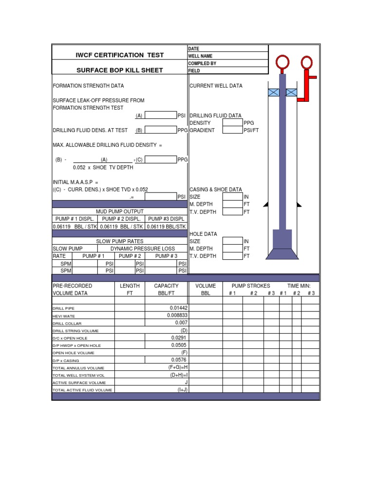 Kill Sheet IWCF Kill Sheet Rev