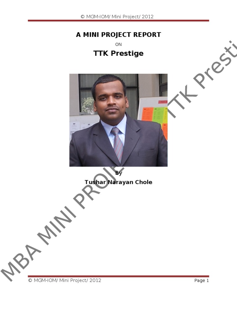 MBA Mini Project by Tushar N. Chole | PDF | Dividend | Expense