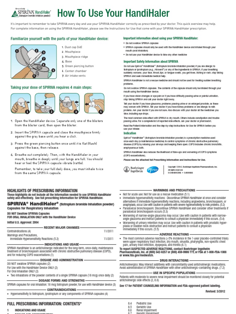 SPIRIVA HandiHaler Instructions | Chronic Obstructive Pulmonary Disease ...