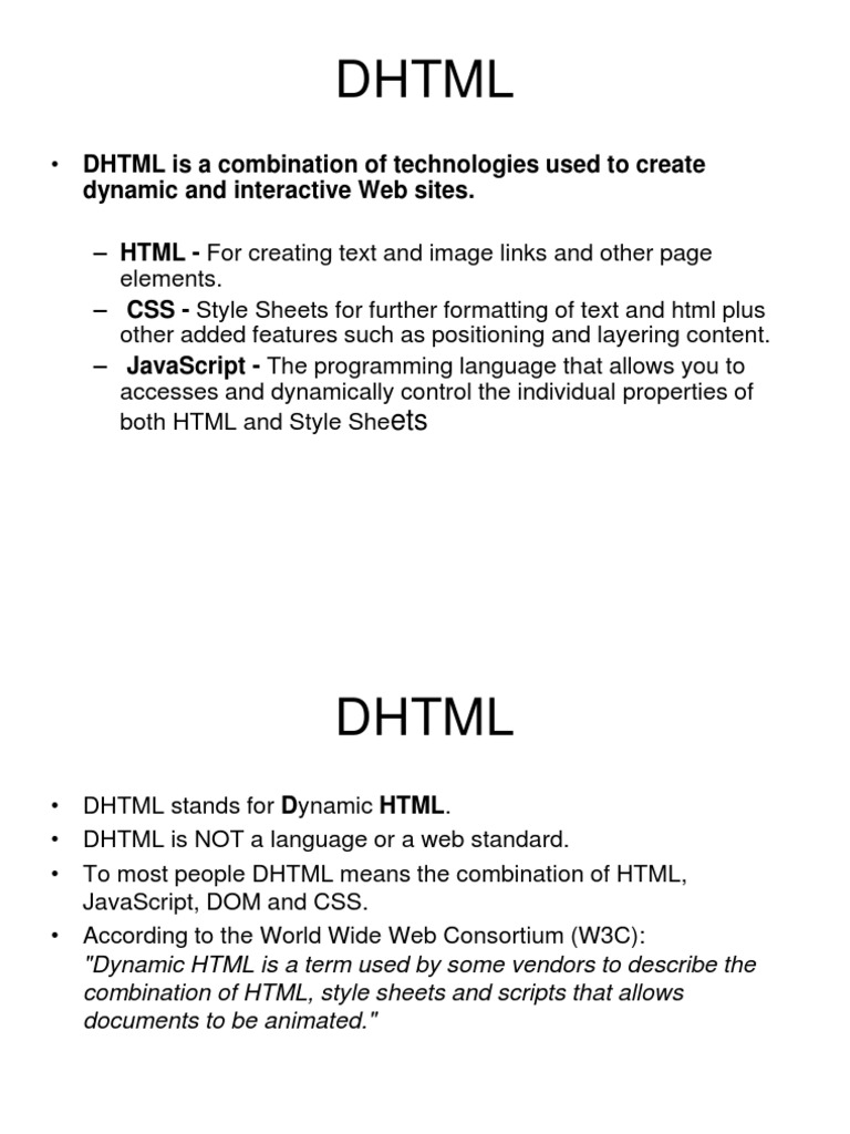 DHTML: Dynamic and Interactive Web Sites | PDF | Dynamic Html ...
