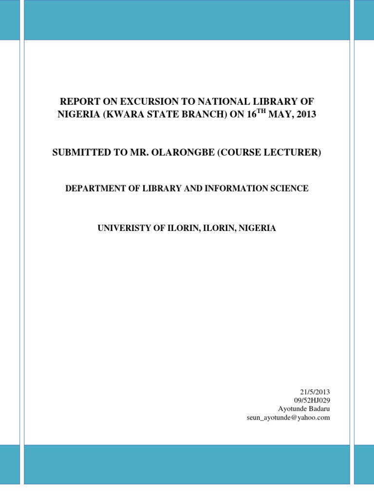 Excursion To National Library Report | PDF | Libraries | Cataloging