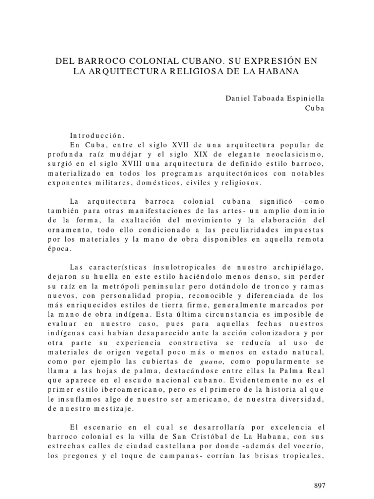 DEL BARROCO COLONIAL CUBANO Taboada PDF | PDF