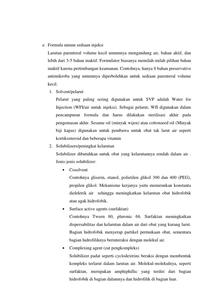 Formula Umum Sediaan Injeksi | PDF