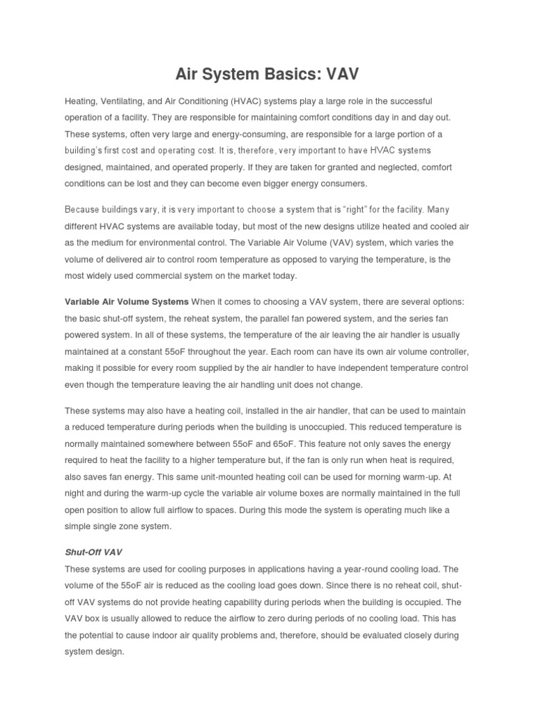 HVAC - Air System Basics | PDF | Hvac | Electromechanical Engineering