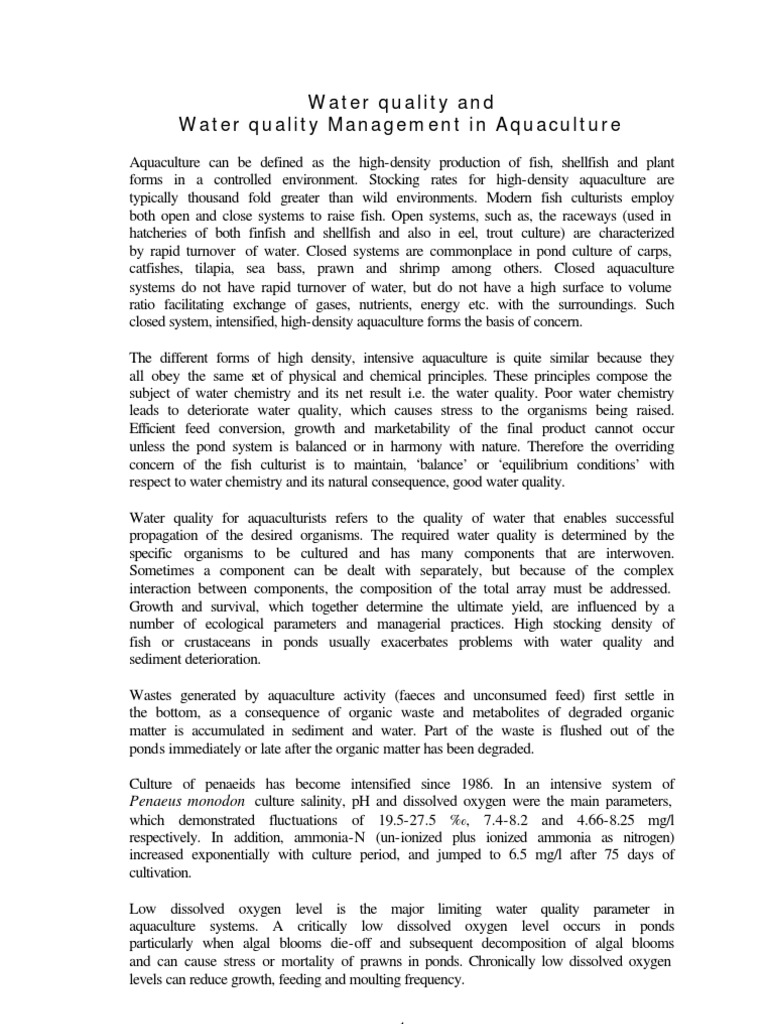 Water Quality and Water Quality Management in Aquaculture | Download ...