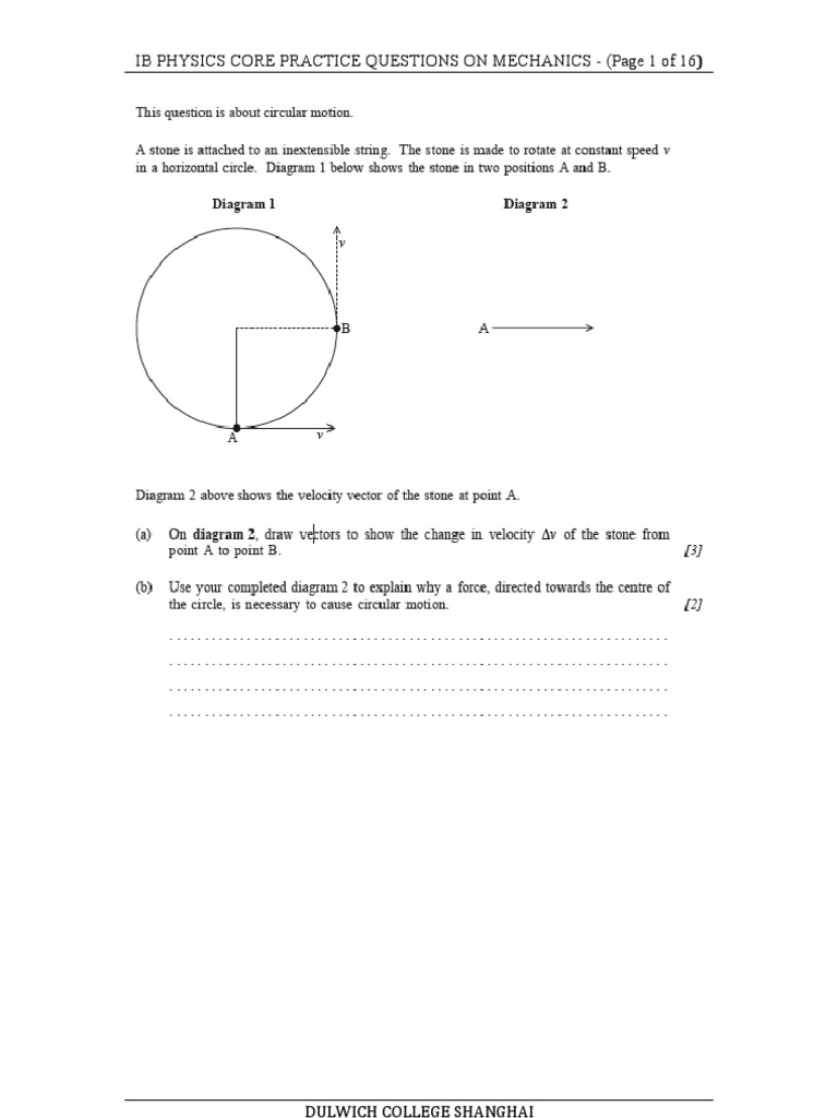 IB Physics Core Practice Questions on Mechanics | Physics & Mathematics ...