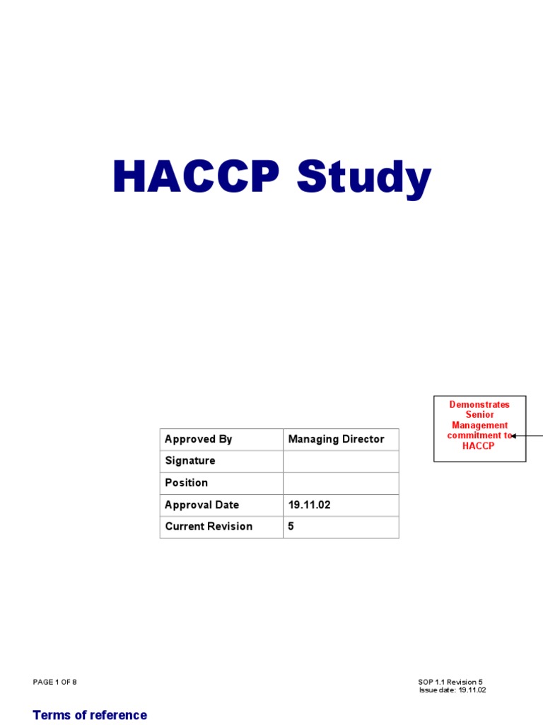 Example HACCP Study | PDF | Hazard Analysis And Critical Control Points ...