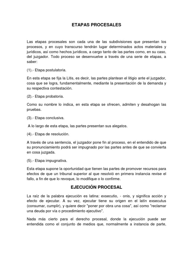 02 Las Etapas Procesales | PDF | Ley procesal | Sentencia (Ley)